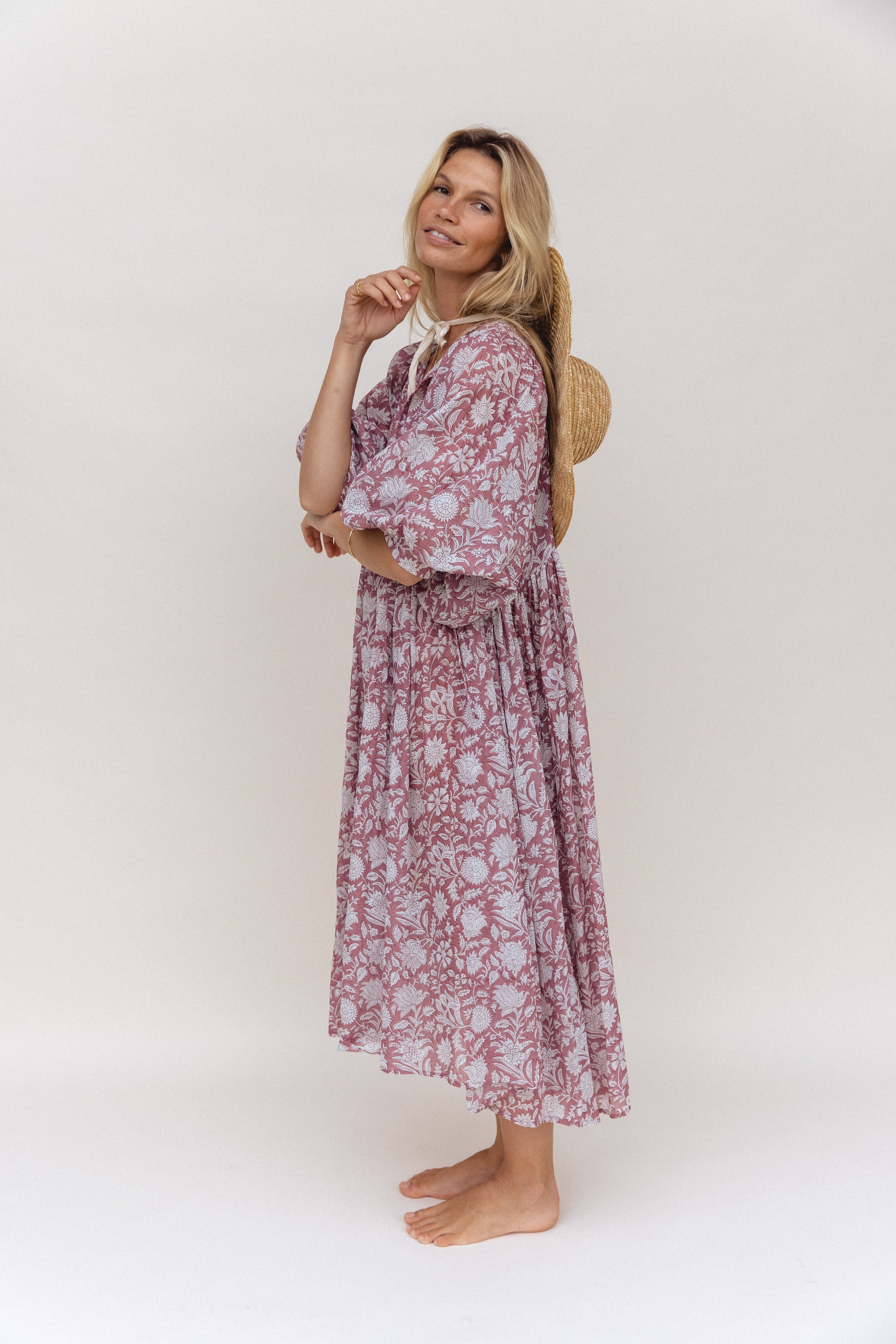 Kyra Midi Dress ~ Musk – Daughters of India